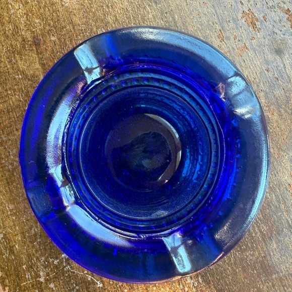 Art | Vintage Small Cobalt Blue Glass Hobnail Spittoon Style Individual ...